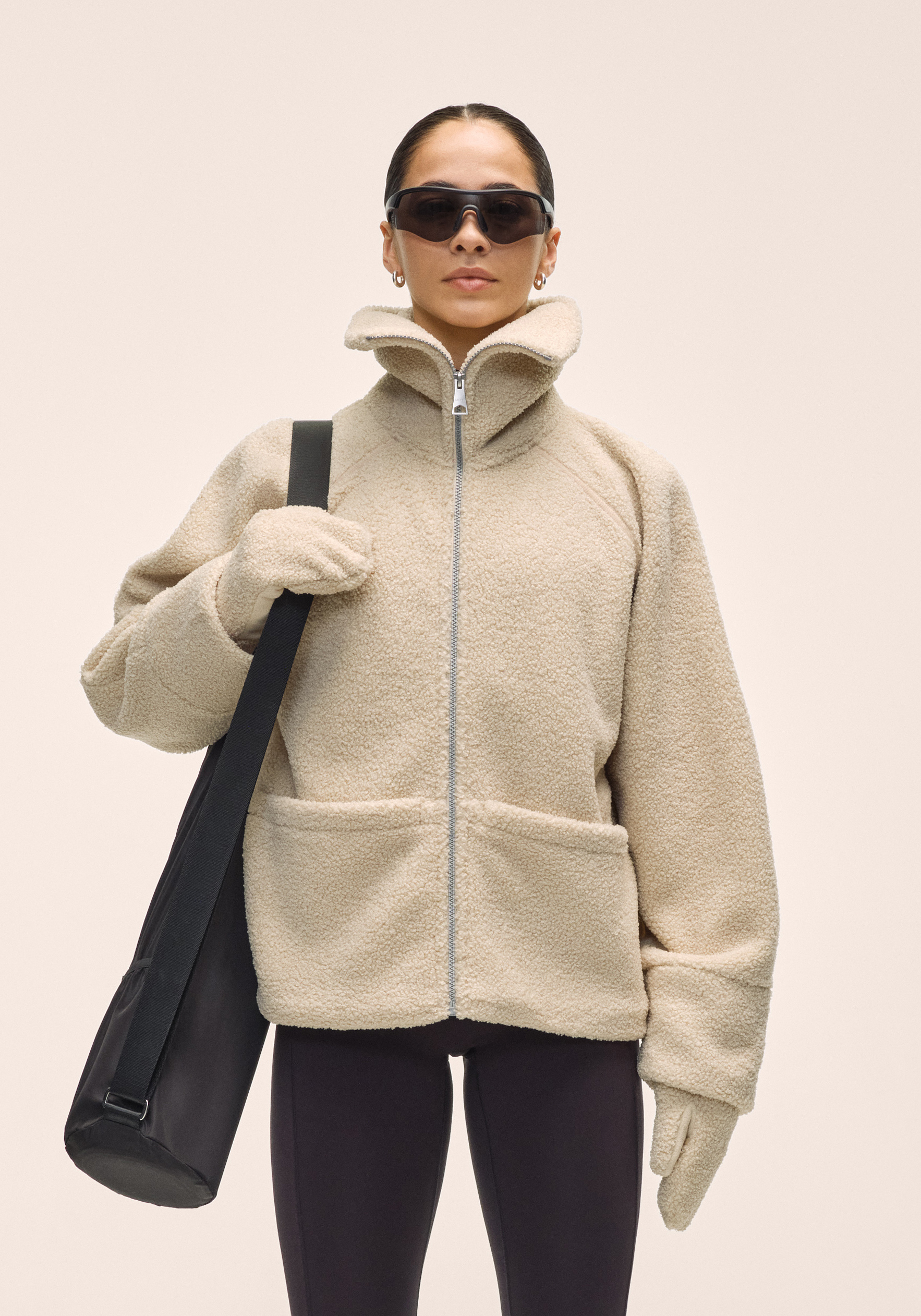 Sherpa Short Zip Jacket - Ecru | CASALL