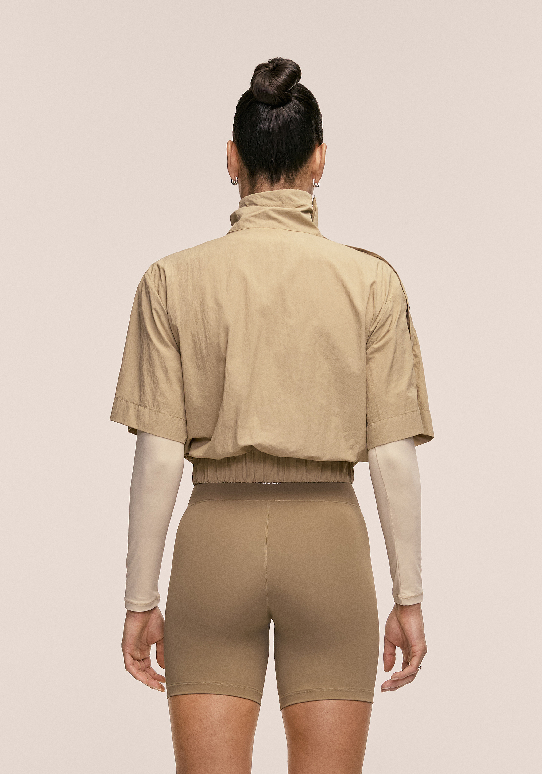 Active Short Sleeve Track Jacket - Dark Sand | CASALL