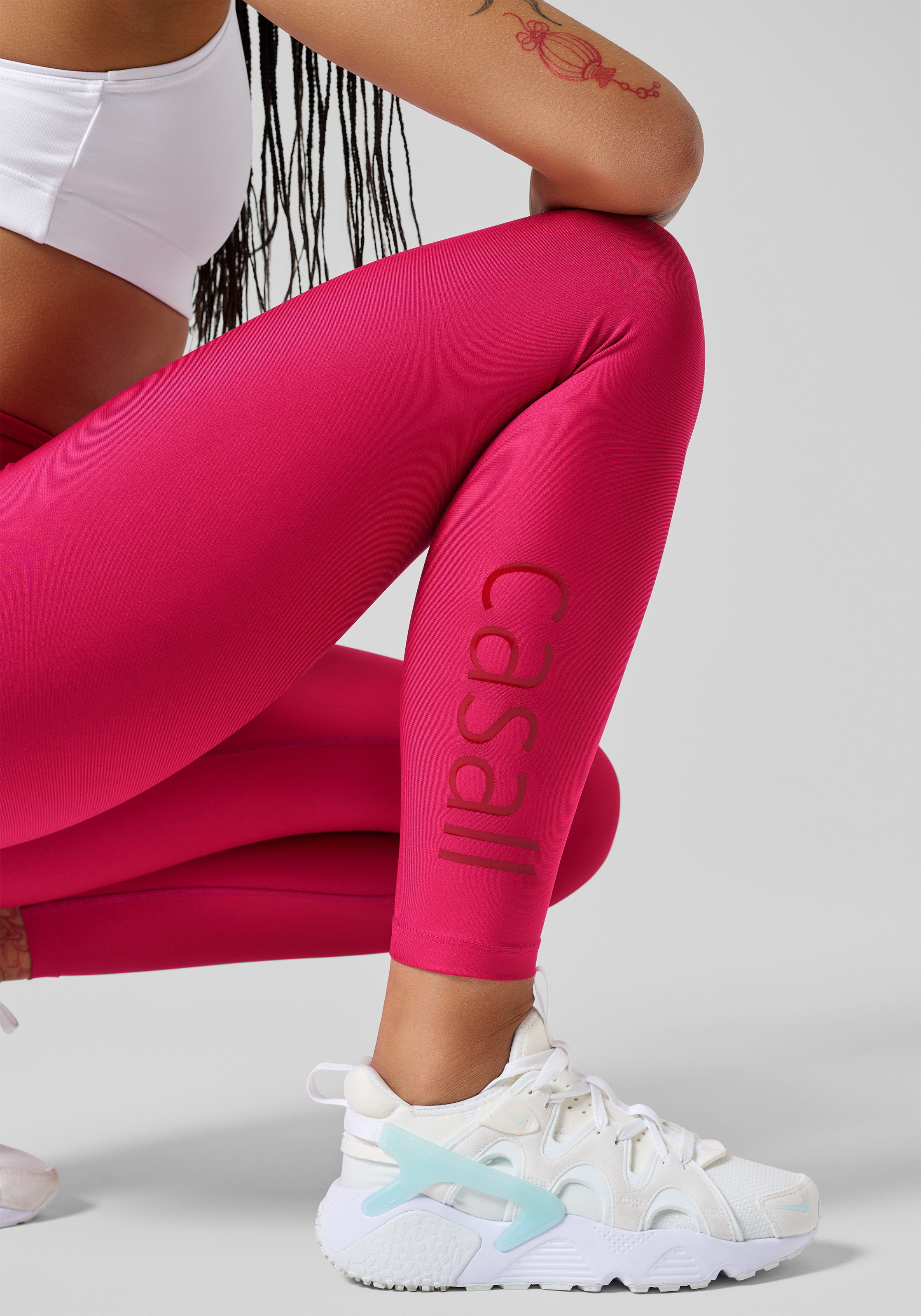 Graphic High Waist Tights - Punch Pink | CASALL