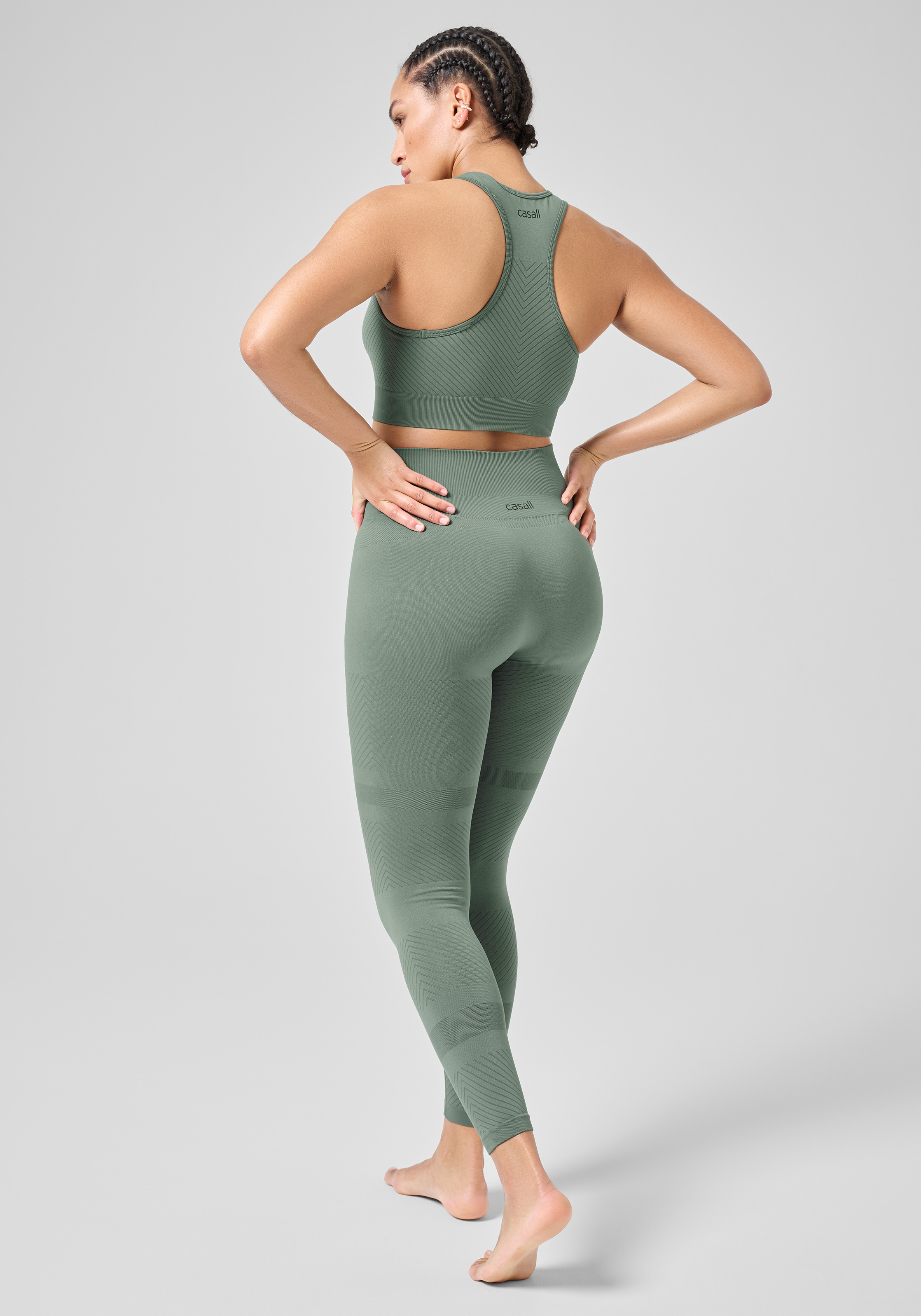 Essential Block Seamless High Waist Tights - Dusty Green | CASALL
