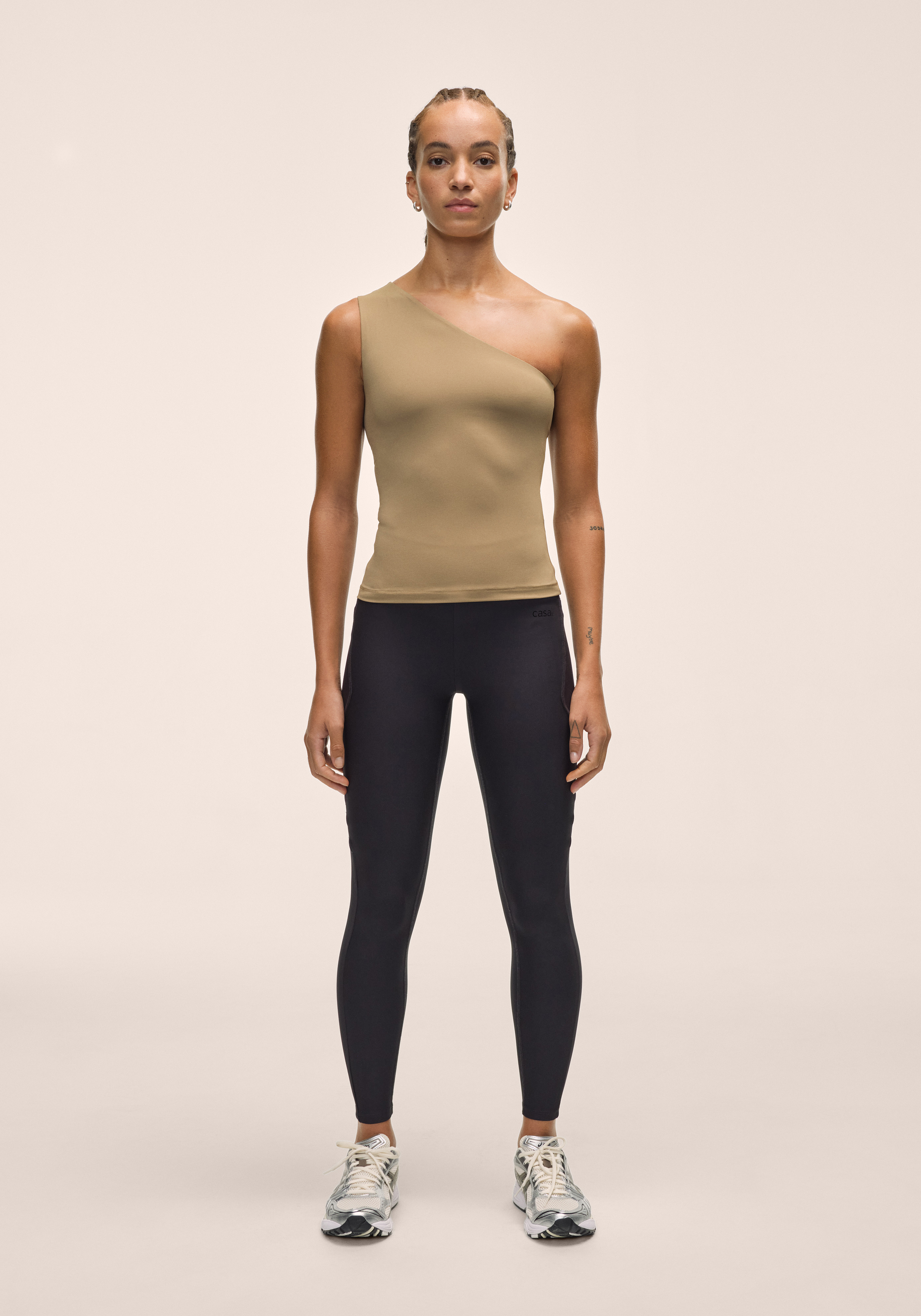 One Shoulder Bra Tank - Light Khaki | CASALL