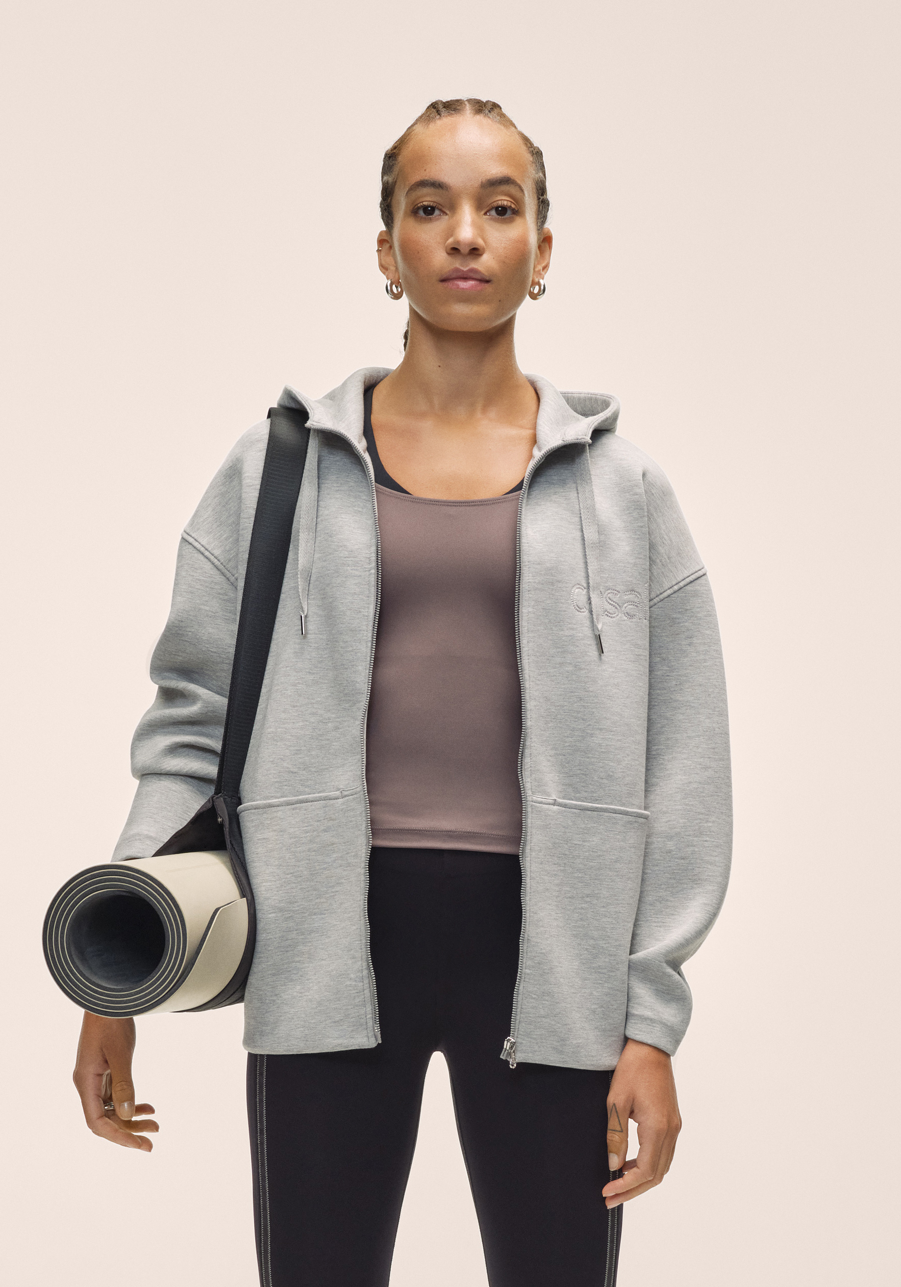 Scuba Billow Zip Hoodie - Grey Melange | CASALL