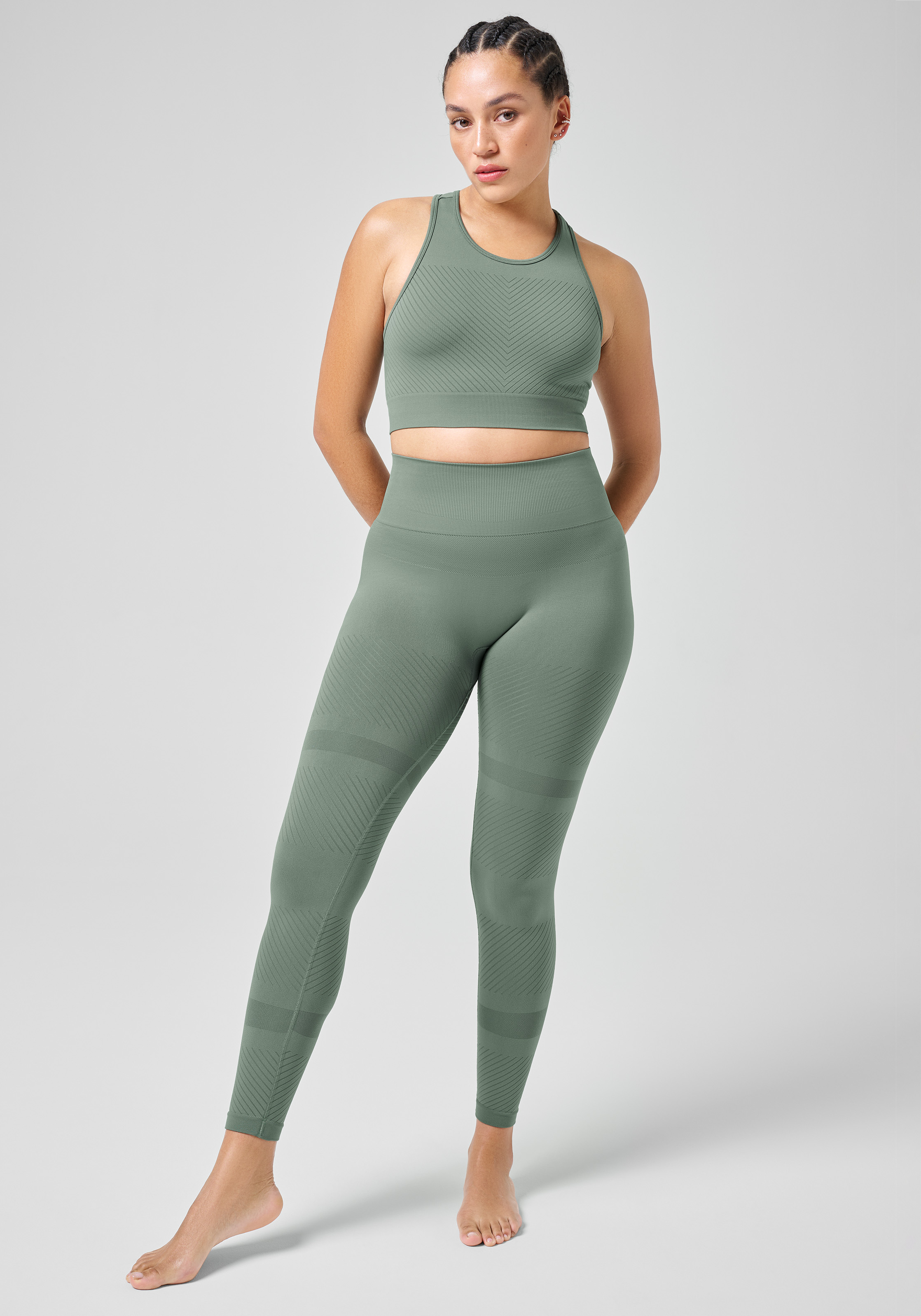 Essential Block Seamless High Waist Tights - Dusty Green | CASALL